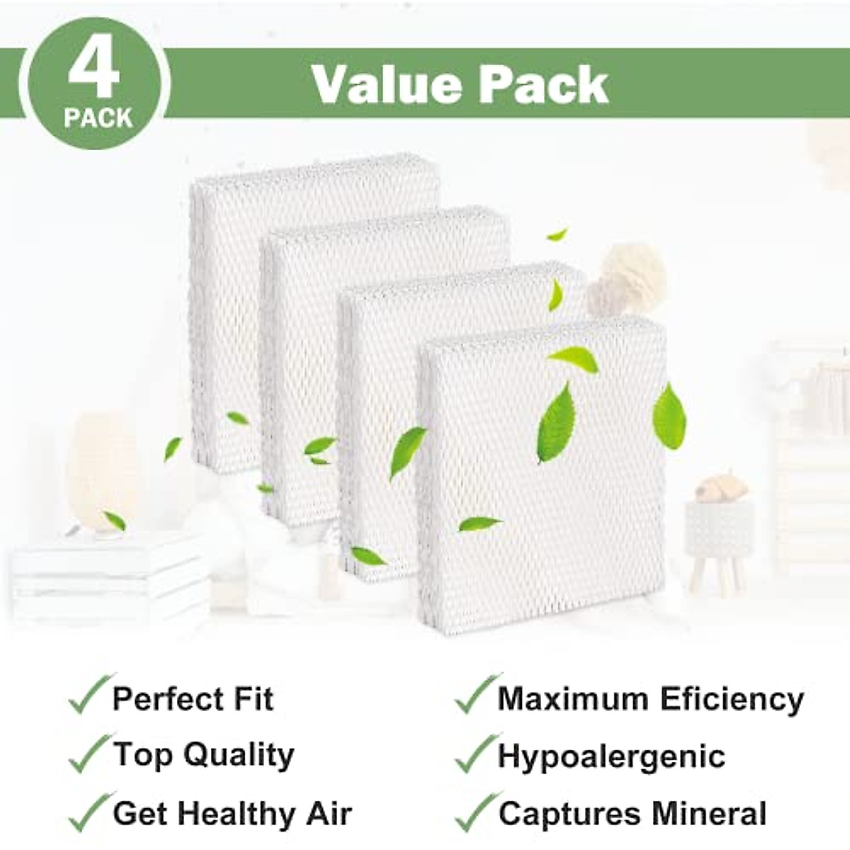 Future Way HFT600 Humidifier Filter T Compatible with Honeywell HEV620 & HEV615 Series Humidifiers, 4-Pack