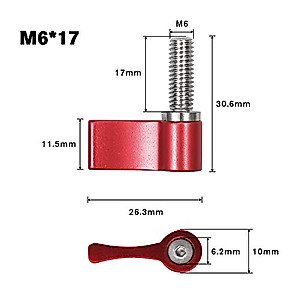 SPEEDWOX 2 Pcs M6 17mm Screw with Handle Thumb Screw Male Threading Rotating Knob Adjustable Thumb Lever Screw Rotating Knob Adjustable Thumb Lever Screw Rotating Knob with Single Wing(Red)