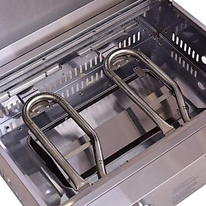 Kanizz Portable Patio LPG Dual Burner Barbeque Grill Stove w/Lid, Garden Camping Kitchen Tabletop Grill Double Burner Head 20,000 BTU Max LPG, Low Smoke Adjustable 2 Burner