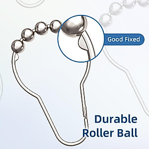 Fotoumgl Shower Curtain Rings, Rust Proof Metal Smooth Glide Shower Curtain Hooks, Stainless Steel Nickel Chrome Plating Curtain Rings for Bathroom Shower Curtain Rods- Set of 12