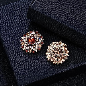 Rytenz 4 Pcs Sliver Rhinestone Buttons Crystal Embellishments for Clothing Jewelry Making DIY Decoration for Wedding Bridal (Brown)