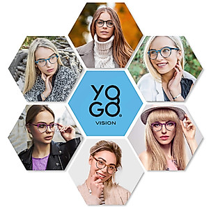Yogo Vision Reading Glasses for Women Men Blue Light Blocking Reading Glasses Round Readers Transparent Blue, Transparent Brown, Transparent Purple, Black 2.75
