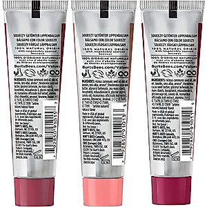 Burt's Bees Christmas Gifts, 3 Lip Care Stocking Stuffers Products, Squeezy Trio Tinted Lip Balm Set - Berry Sorbet, Sweet Peach & Watermelon Rush