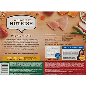 Rachael Ray Nutrish Premium Pate Wet Dog Food, Chicken and Beef Variety Pack, 13 Ounce Cans (Pack of 12)