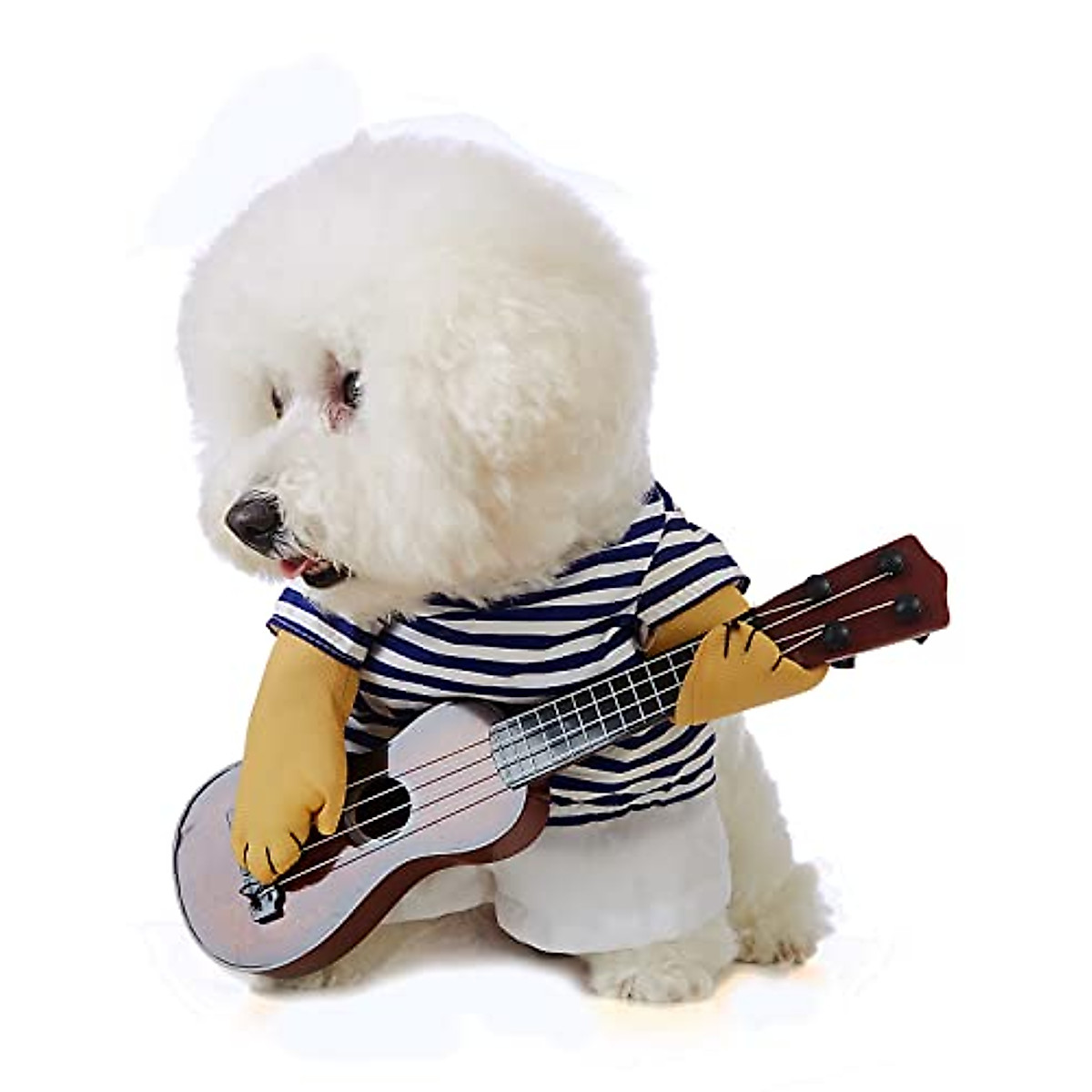Impoosy Halloween Dog Costume Funny Pet Guitar Clothes Cosplay Party Apparel Outfits for Small and Medium Dogs Guitar Clothing (XL,Neck:13-15)