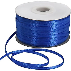 TONIFUL 2 Inch x 25 Yards Wide Royal Blue Satin Ribbon Solid Fabric Ribbons Roll for Valentine's Day Crafts Gift Wrapping Invitation Cards Floral Hair Bows Sewing Party Wedding Car Decoration
