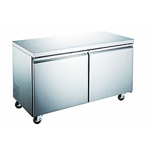 Commercial Grade Under Counter Freezer | Stainless Steel | 2 Doors | Heavy Duty Casters | Digital Temperature Controller | Automatic Defrost | 47.25” x 29.5” x 34” | R-290 Natural Refrigerant