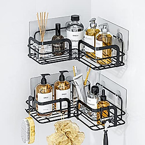 MASOFFI 4 Packs Transparent Adhesive for No Drilling Corner Shower Caddy, Adhesives Hook Strip No-trace Wall Sticker for Bathroom Shelf, Shower Organizer, Shampoo Holder