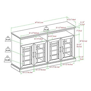 Walker Edison Classic Glass Door Universal TV Stand for TV's up to 64" Flat Screen Living Room Storage Cabinet Doors and Shelves Entertainment Center, 58 Inch, White Oak