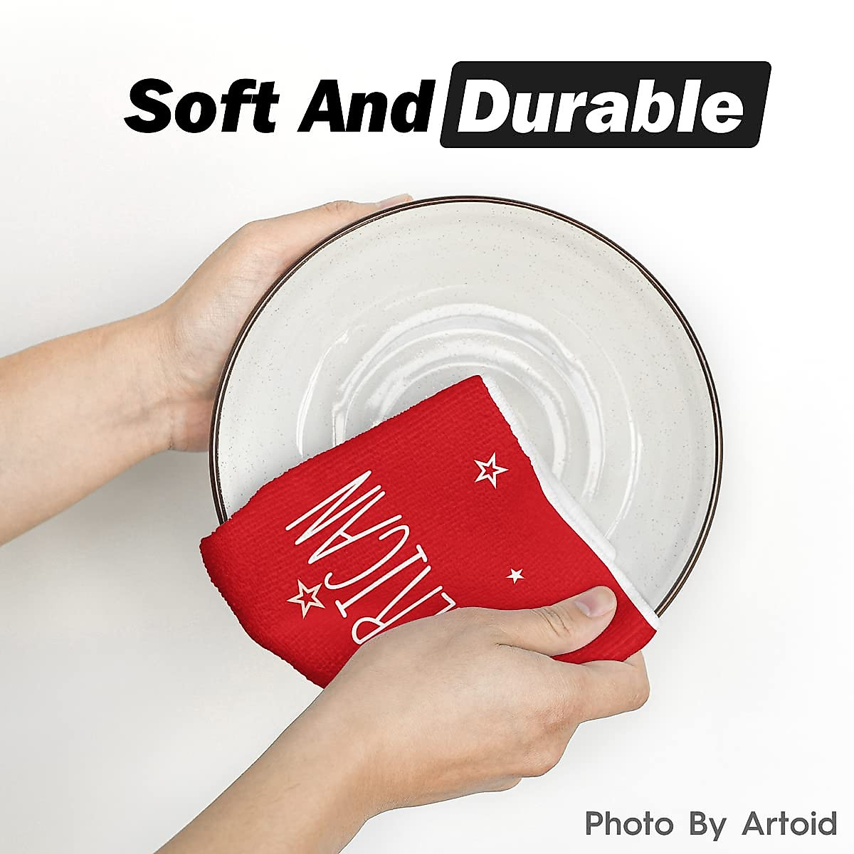 Artoid Mode American Freedom Stripes Stars Gnomes 4th of July Kitchen Towels Dish Towels, 18x26 Inch Seasonal Patriotic Liberty Decor Hand Towels Set of 4