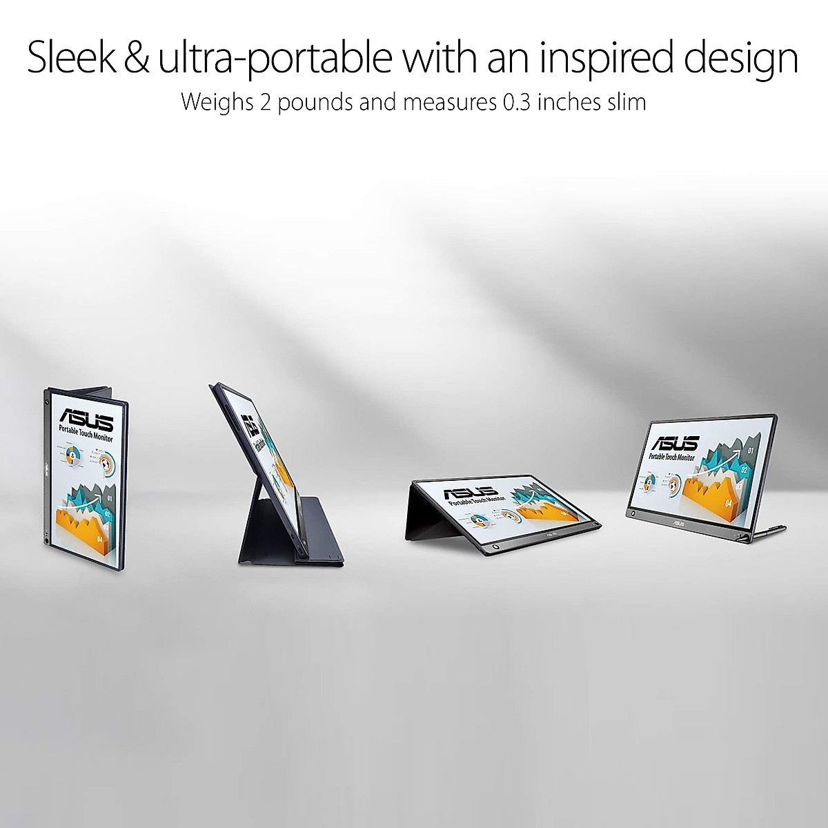 ASUS Zenscreen MB16AMT 15.6 inches Full HD Touch Screen W/Foldable Smart Case (Renewed)