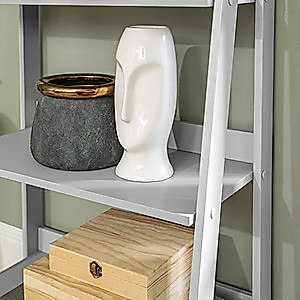 Walker Edison Sophia Modern 4 Shelf Ladder Bookcase , 55 Inch, Grey