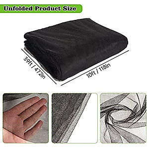 Mosquito Netting 39x10Ft Garden Mesh Netting, Fly Bird Net Barrier Hunting Blind Plant Protecting Net, 3x12m Black