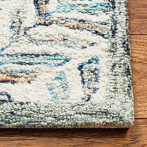 Safavieh Capri Collection 3' Square Ivory/Blue CPR208A Handmade Premium Wool Area Rug