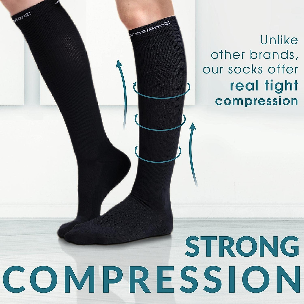 CompressionZ Compression Socks For Men & Women - 30 40 mmHG Graduated Medical Compression - Travel, Edema - Swelling in Feet & Legs - S, Nude