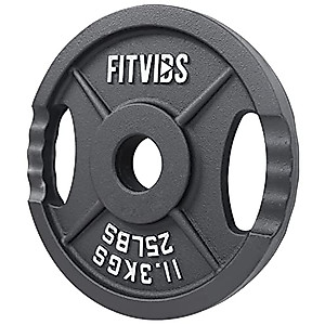 Signature Fitness Cast Iron Plate Weight Plate for Strength Training and Weightlifting, 2-Inch Center (Olympic), 25LB (Single)