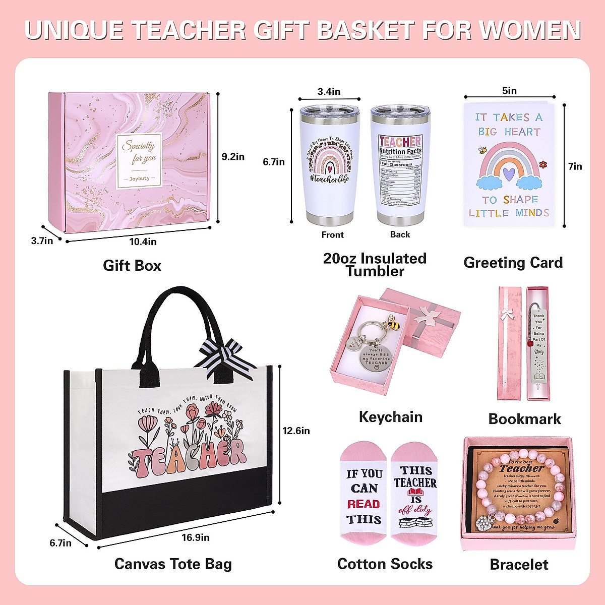 Teacher Appreciation Gifts for Women, Best Teacher Birthday Thank You Retirement Gifts Basket, Funny Personalized End of Year Gift Set Ideas for Daycare Preschool Dance Music Science English Teachers