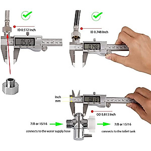 Carvedexquisitely T-adapter with Shut off Valve, Metal Brass 3-way T Adapter for Handheld Toilet Bidet Spray,7/8"×7/8"×1/2" or 3/8" chrome