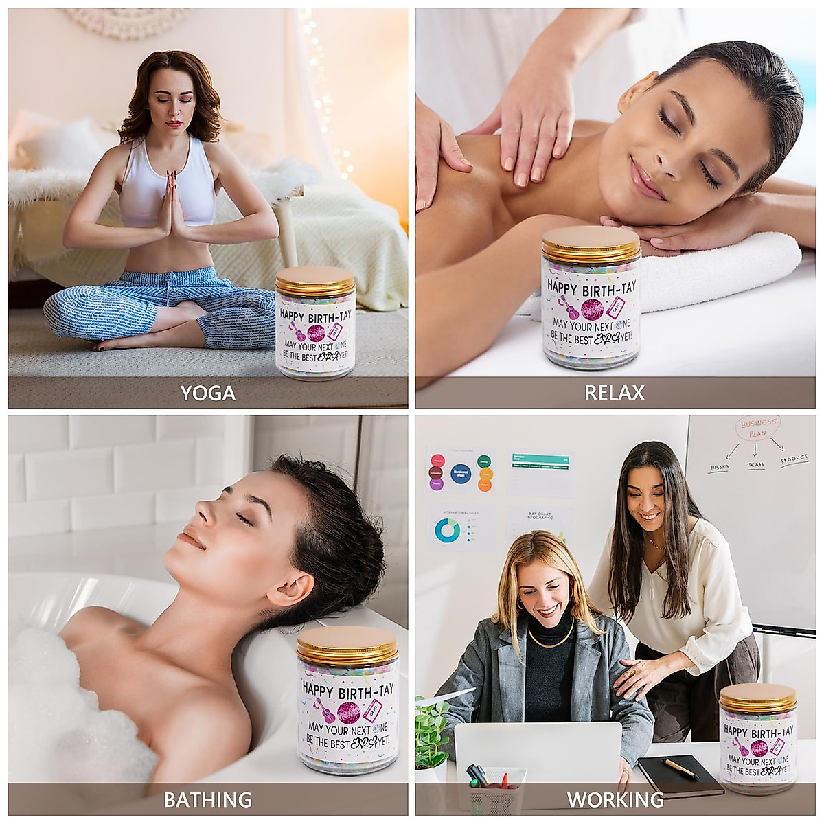 Birthday Gift Candle Sets, Music Themed Birthday Merch with Makeup Bag, Jewelry Case, Lavender Handmade Candle, Birthday Card are in a Gift Box, Friendship Birthday Gifts for Women Girls