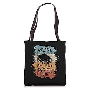 Sorry I've Got Places To Be & Books To Read | Retro Bookworm Tote Bag