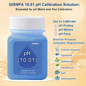 pH Meter Calibration Solution Kit (pH 4.00, 7.00 & 10.01), 3 Bottles 50ml pH Calibration Buffer Solution and 30 ml KCL pH Protective Solution for All pH Meters