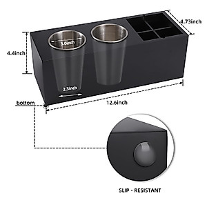 RAIKEDR Hair Dryer Countertop Holder, Hair Tool Organizer Wall Mount, Blow Dryer Holder Cabinet Door Organizer, Bathroom Countertop Blow Dryer Holder and Curling Iron Holder (Cedar Wood, Black)