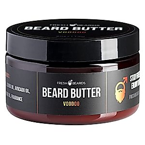 Fresh Beards Voodoo Beard Butter - Citrus, Eucalyptus, and Jasmine Fragrance - Scented Mens Beard and Mustache Conditioner - Soothing Anti-Itch Moisturizer & Softener for Healthy Beard Growth