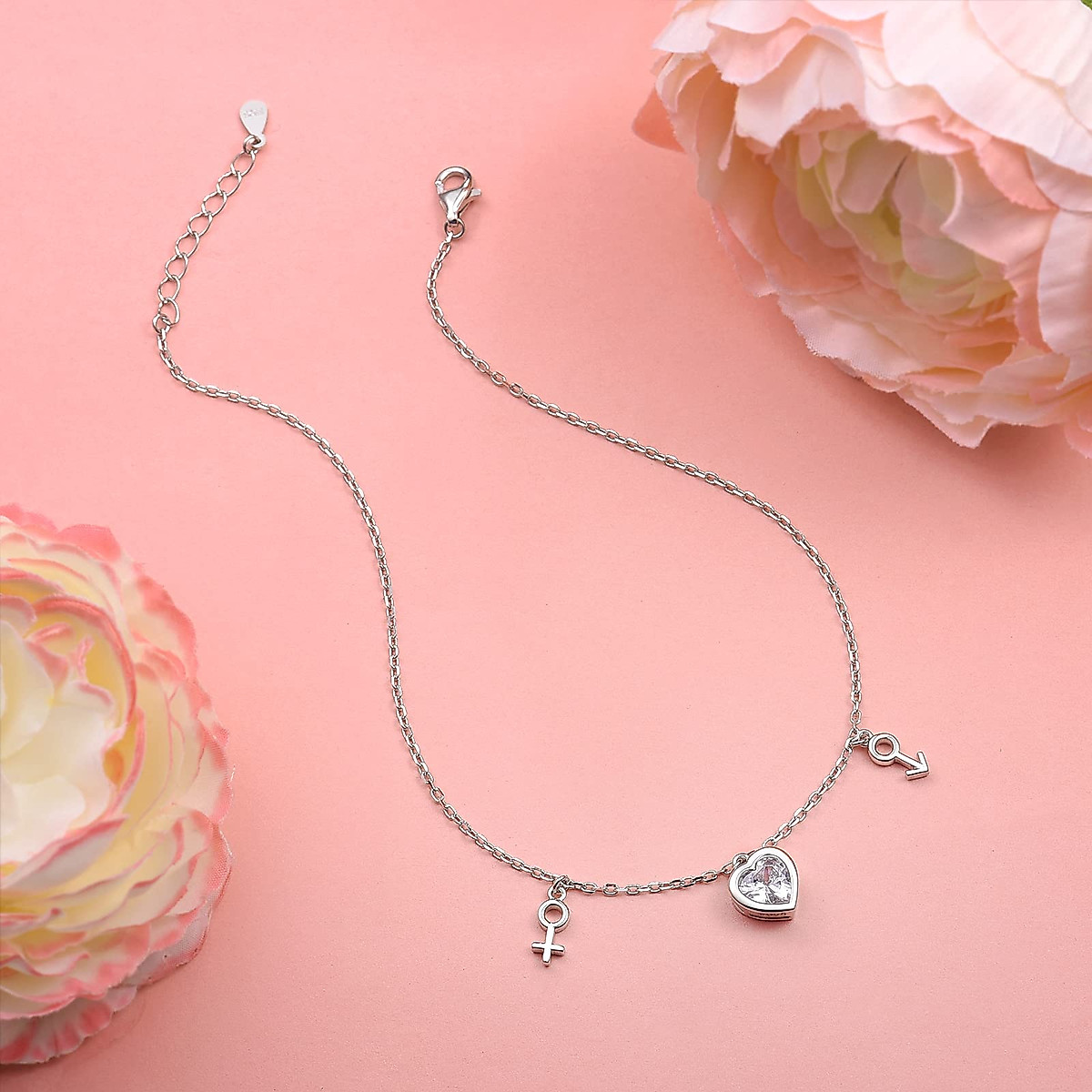 925 Sterling Silver Ankle Bracelets Moon Star Sun Universe/Flower/Sunflower/Heart/Sideway Cross/Sea Turtle Starfish Adjustable Anklet Jewelry Foot Chain for Women 9+4inch