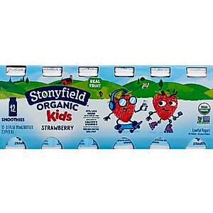 Stonyfield Organic Lowfat Yogurt Smoothies, Strawberry, 3.1 oz., 12 Ct - #1 Organic Kids Yogurt, Real Fruit & Wholesome Ingredients, 12 count (pack of 1)