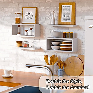 RICHER HOUSE Floating Shelves Bathroom, White Floating Shelves for Wall, Above Toilet Bathroom Shelves, Wall Mounted Hanging Shelves for Bedroom, Kitchen, Living Room, Bathroom Decor - White