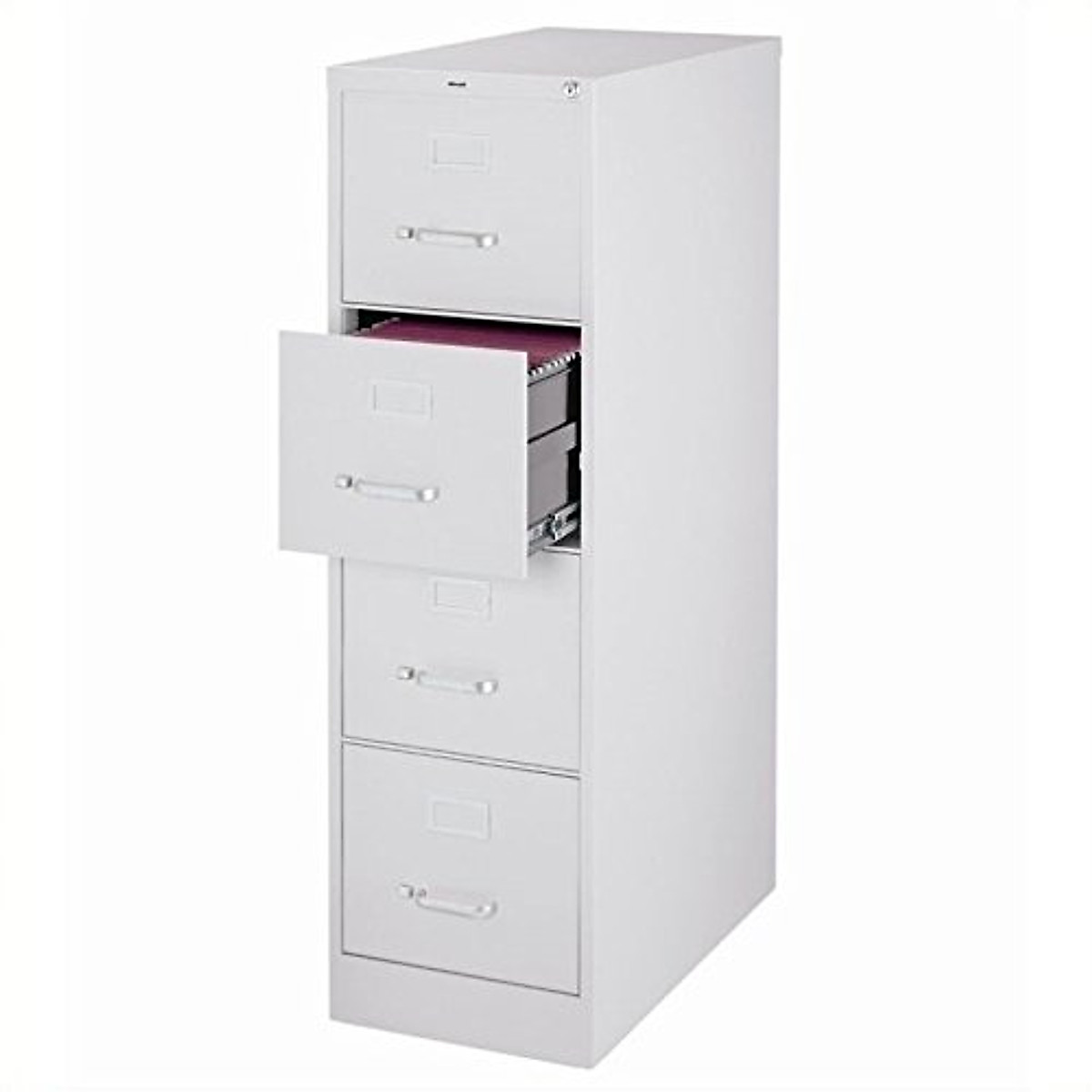 Scranton & Co 25" Deep 4 Drawer Letter File Cabinet in Gray, Fully Assembled