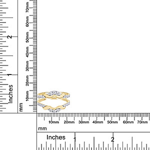 AFFY 1/3 Ct. Round Chevron Ring Guard Enhancer with Cubic Zirconia in 14K Yellow Gold Over Sterling Silver 0.33 Carat Ring Size-6