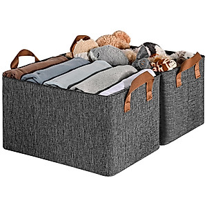 GRANNY SAYS Closet Storage Bins, Large Clothing Bins, Closet Shelf Organizer with Metal Frame, Storage Baskets for Shelves, Fabric Bins for Storage, Bins for Closet Organization, Sky Blue, 2-Pack