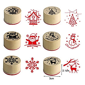 NOLITOY 18 Pcs Christmas Wooden Stamp Wood Decor DIY Scrapbook Lace Trim DIY Wood Stamp Block Wooden Stamping Blocks Scrapbook Stamp Round Seal Retro Stamp Retro Seal Pattern Tool Rubber