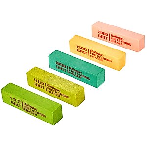 Guitar Fret Erasers, Fret Polishing Abrasive Rubber Blocks, Fret Cleaner Kit, Fret Polish Kit for Fretwire String and Metal, Set of 5 Grits (180 & 400 & 1000 & 1500 & 2000 Grit)