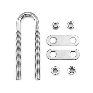 QWORK Marine Boat Stern Eye Tie Down U Bolt, 2 Pack, 3/8" Dia, 3-1/2" Thread Length, Stainless Steel