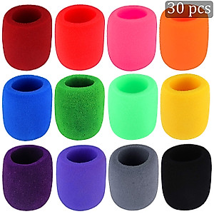 Augshy 30 Pack Thick Handheld Stage Microphone Windscreen Foam Cover Karaoke DJ (12 Color)