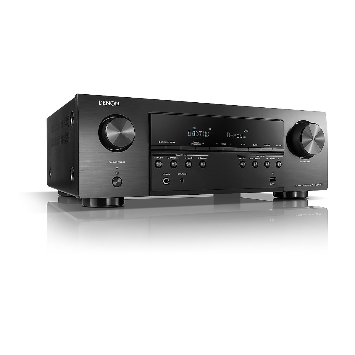 Denon AVR-S540BT 5.2 channel Receiver - 4K Ultra HD Audio Video, Bluetooth, USB port, Compatible with HEOS Link for Wireless Music Streaming (Discontinued by Manufacturer)
