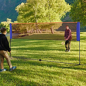 PATIKIL 14Ft Portable Badminton Net, Pickleball Net Set Height Adjustable Tennis Net with Carry Bag for Volleyball Soccer Outdoor Backyard Beach, Black