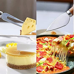 LGUIY 6-Piece Cheese Knife Set, Cheese Knives with Exquisite Box Cheese Slicer Cutters Fork Stainless Steel Slicer Wooden Handle Cheese Knife Gift Set