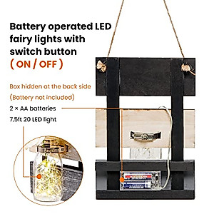 Dailyart Mason Jar Sconces Wall Decor, Rustic Mason Jar Wall Sconce Hanging Mason Jar Sconces with LED Fairy Lights, Farmhouse Wall Decor Country Decorations for Home, Set of 2