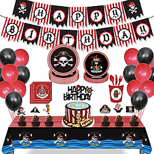 JHkim Pirate Graduation Tablecloth, 2 Packs 52" X 87" Party Tablecloths, Plastic Disposable Tablecover for Pirate Themed Party Supplies Decorations Kindergarten