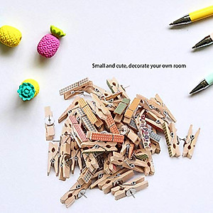 Oumefar 50pcs Wooden Clips Mini Size 35 * 7mm Natural Crude Wood Clips Craft Decoration Pegs for Photo Clips Clothes Clothespin
