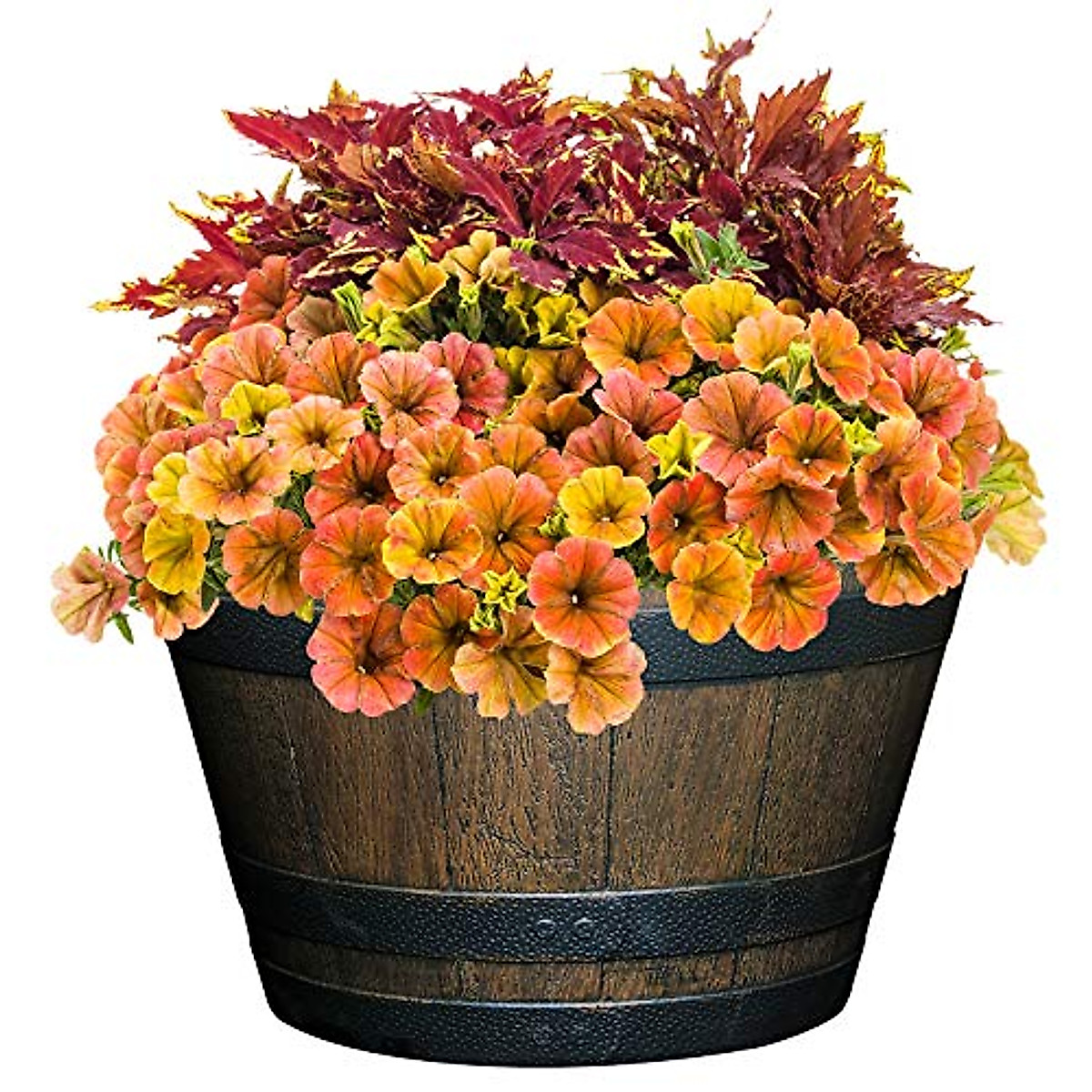 Classic Home and Garden S1027D-037Rnew Whiskey Barrel Planter, 20.5", Kentucky Walnut