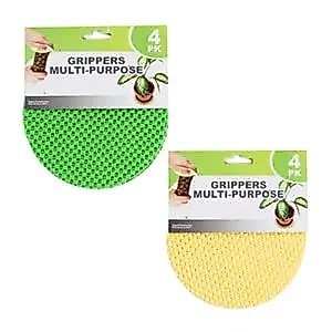 Round Multi-Purpose Jar Gripper Pad Bottle Lid Opener, 4 Piece Set, Colors May Vary (Green)