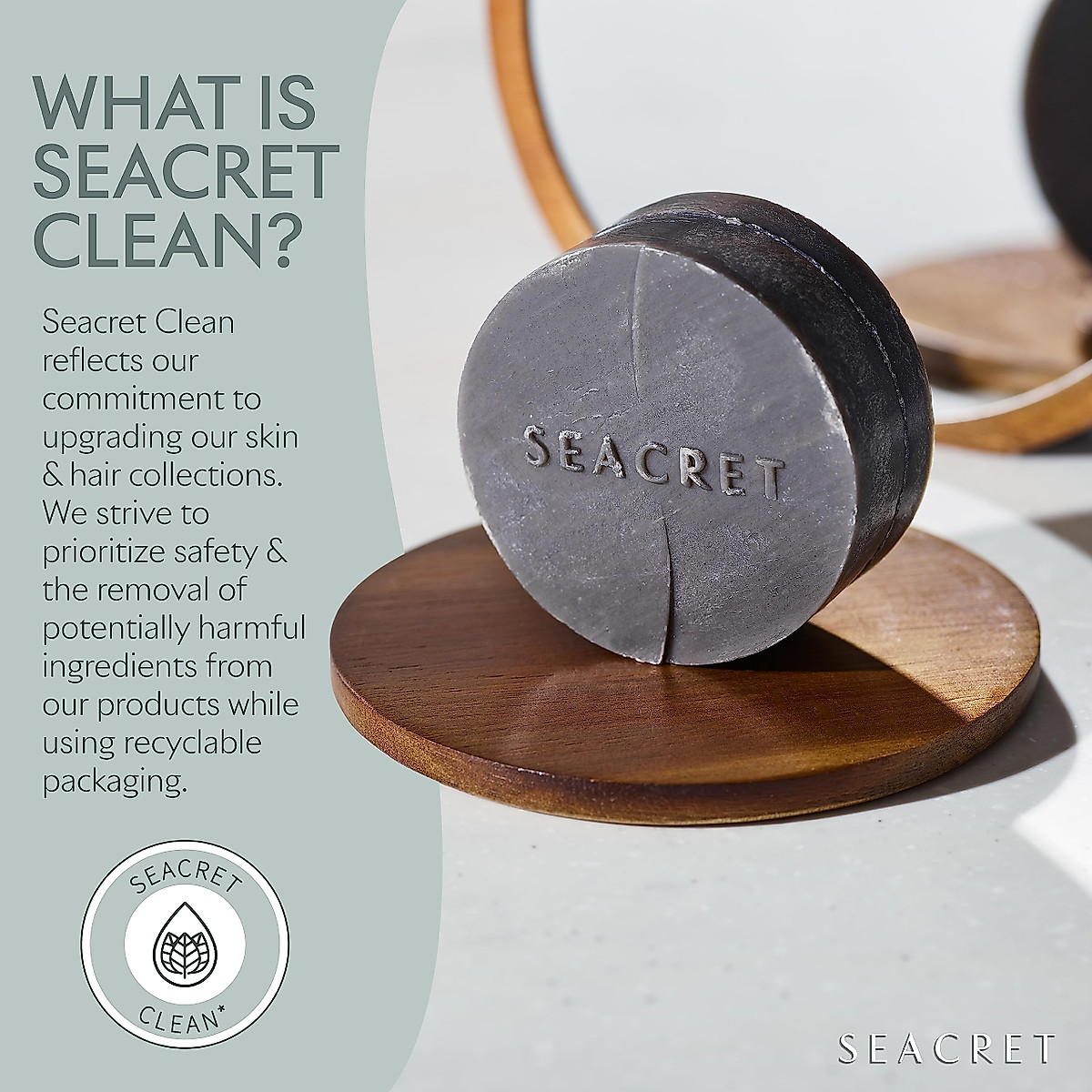 SEACRET MUD SOAP BAR: All-Natural Black Mud Bar Soap, Enriched with Guinness Kernel Oil, Witch Hazel & Sea Salt for Cleaning, Exfoliating, Detoxifying Face & Body, Normal to Oily Skin, 4.4 Oz