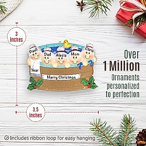 Personalized Family Christmas Ornaments 2023 - Fast & Free 24h Customization – Family of 5 Hot Tub Heaven Christmas Decorations with Name - Comes Gift-Wrapped
