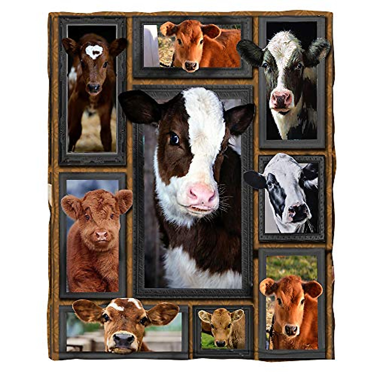 ChriHome Flannel Blanket 3D Young Cow Super Soft Plush Throw Blanket Warm Sofa Couch Travel Bedding Blankets Comfy Bedspread Home Decor Blanket (60'' x 50'')