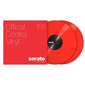Numark Scratch | Two-Channel DJ Scratch Mixer for Serato DJ Pro (included) & Serato Control Vinyl 12" Pair Red