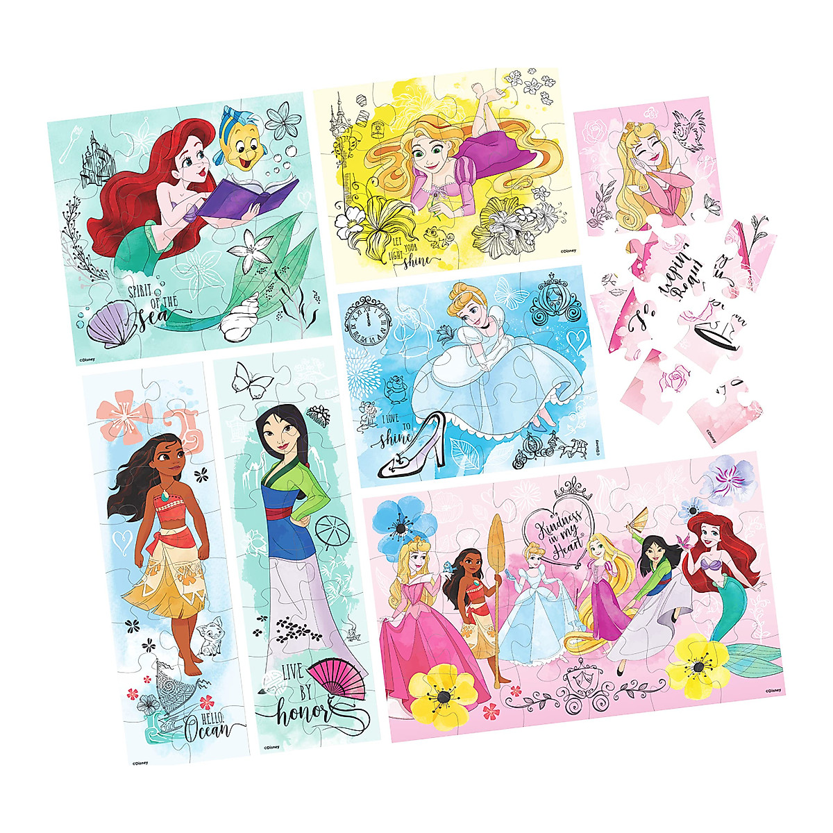 SPIN MASTER GAMES Trolls World Tour Jigsaw Puzzles for Kids, Set of 7 Wood Puzzles with Storage Box, for Families and Kids Ages 4 and up